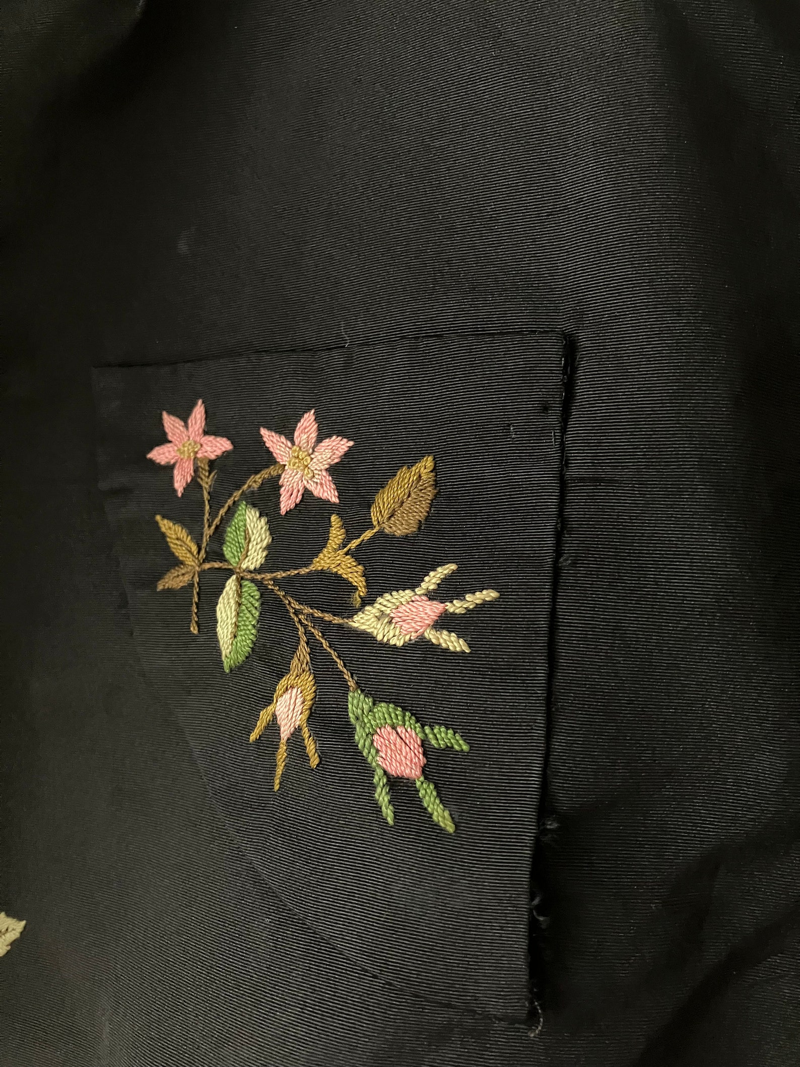 Victorian Black Silk Apron - Embroidered Floral Display Piece - Etsy