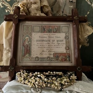 1894 Gorgeous Framed Certificate of Merit Presented to Ada Fox Aged 9 ...