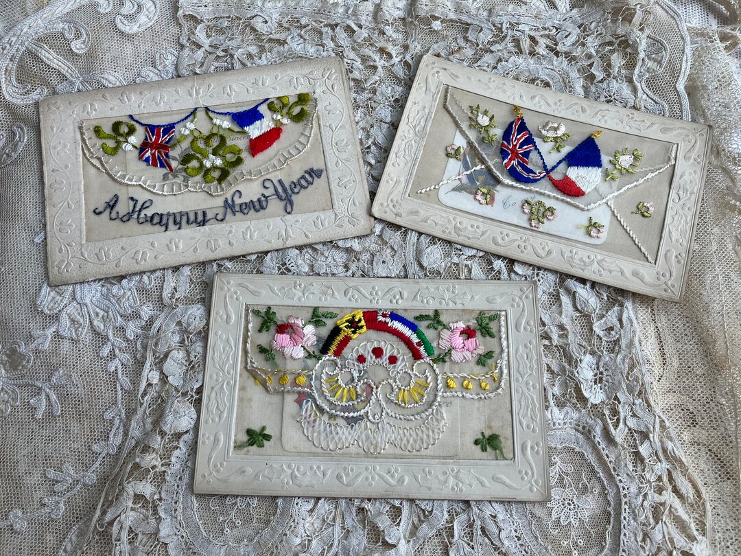 Beautiful Antique Embroidered WW1 French Embroidered Postcards - Etsy UK
