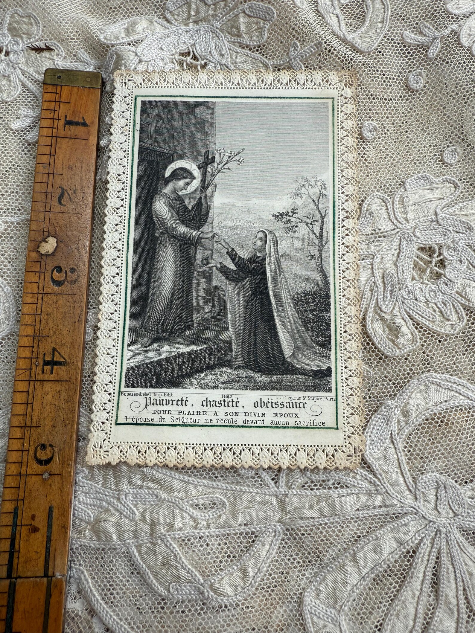 Antique French Religious Paper Communion Card With Paper Lace - Etsy