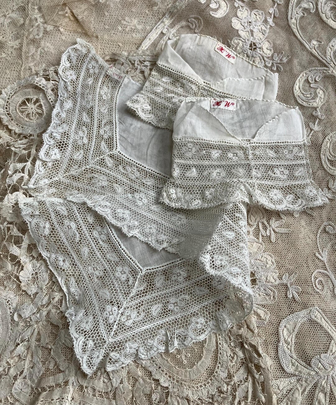 Antique French Lace Dolls Dress/ Baby Collar and Cuffs Ref 1 - Etsy