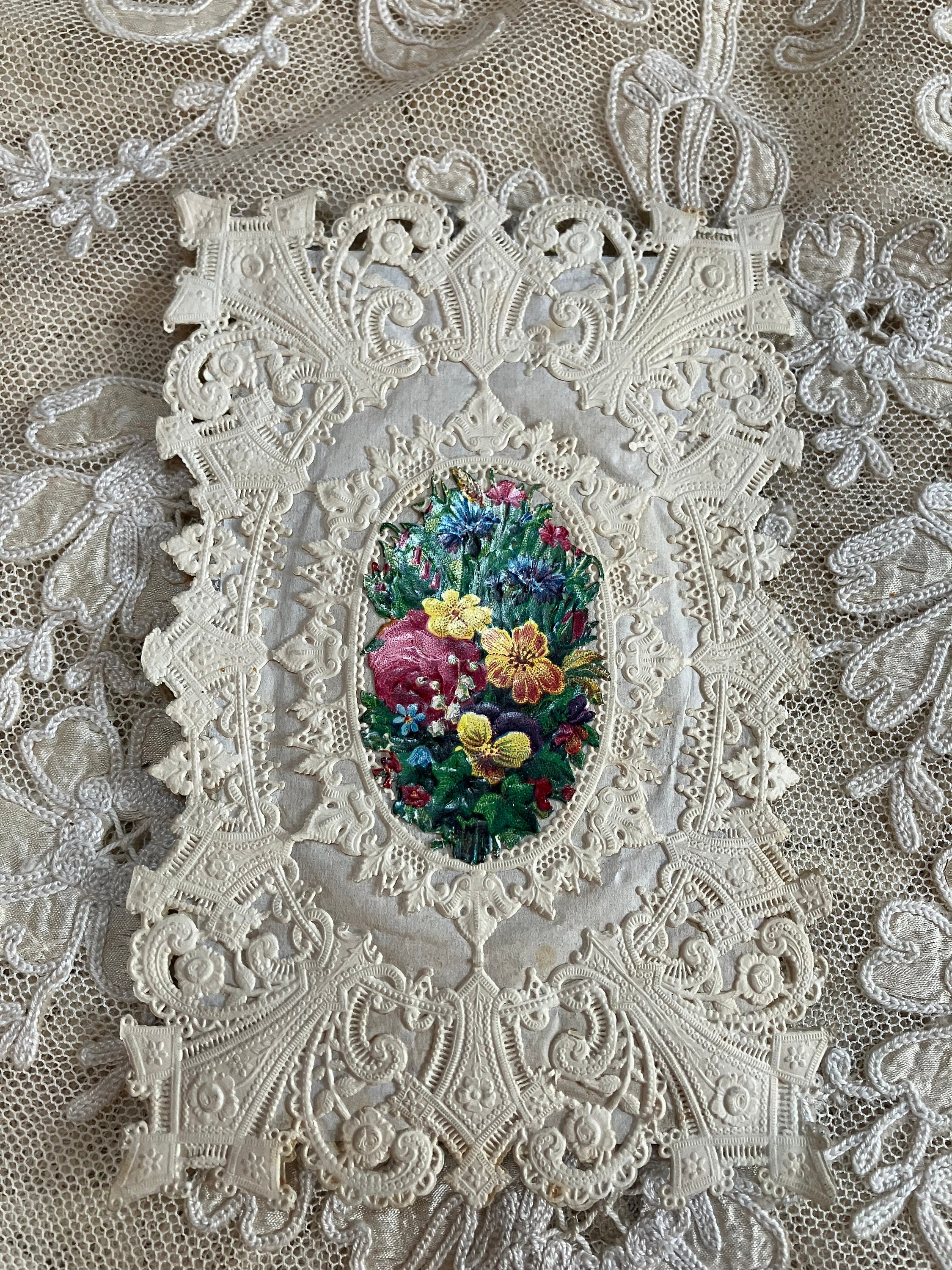 Nineteenth Century Valentines Paper Lace Padded Card Embossed Card - Etsy