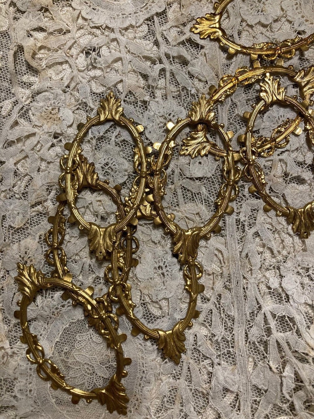 Rare Victorian Antique Ornate Brass Oval Frame Embellishments - Etsy