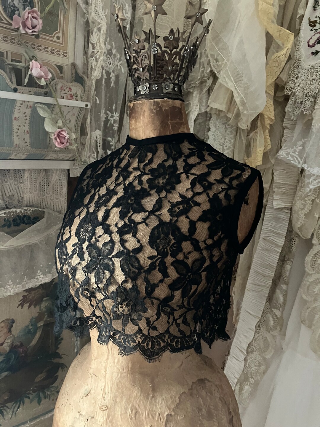 Gorgeous Antique Black Lace Victorian Modesty Blouse - Etsy