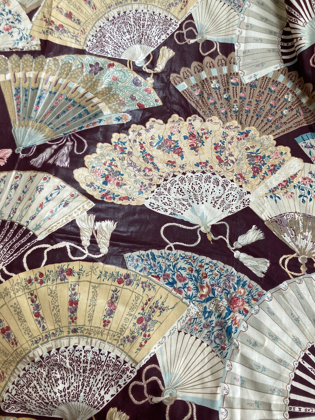 Beautiful Vintage Sanderson Fabric 'lady Windermere' Deep Burgundy ...