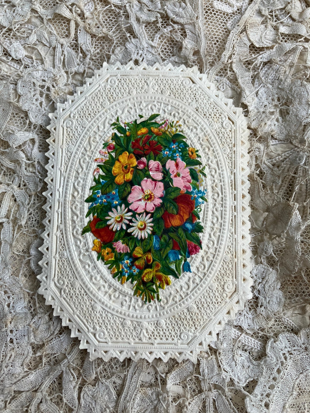 Antique Padded Paper Lace Valentines Little Card From 1800's - Etsy