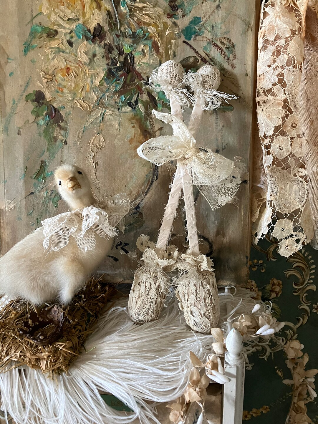 Victorian French Lace Shoe Trees, Silk Ribbon and Lace Edging - Etsy