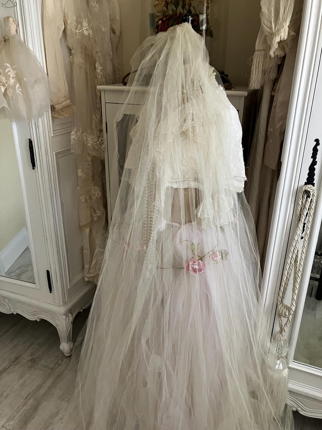 Beautiful Vintage Antique Tulle Wedding Veil , Antique Cream Veil - Etsy