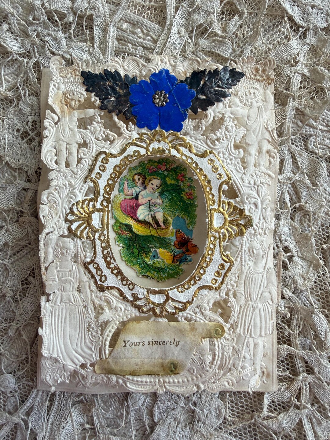 Antique Paper Lace Valentine Card Ref RY - Etsy