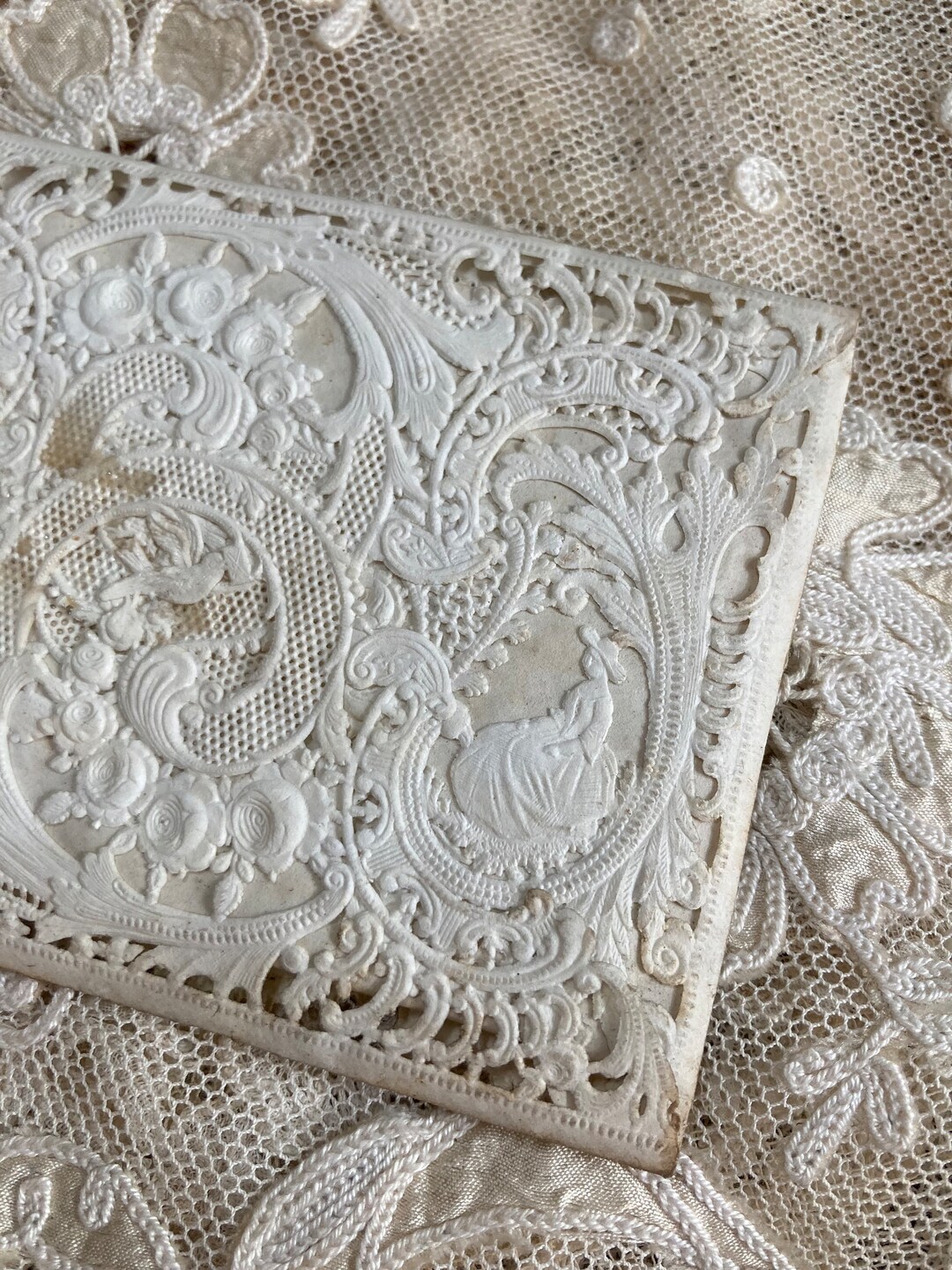 Nineteenth Century Valentines Paper Lace Padded Card Embossed Card - Etsy