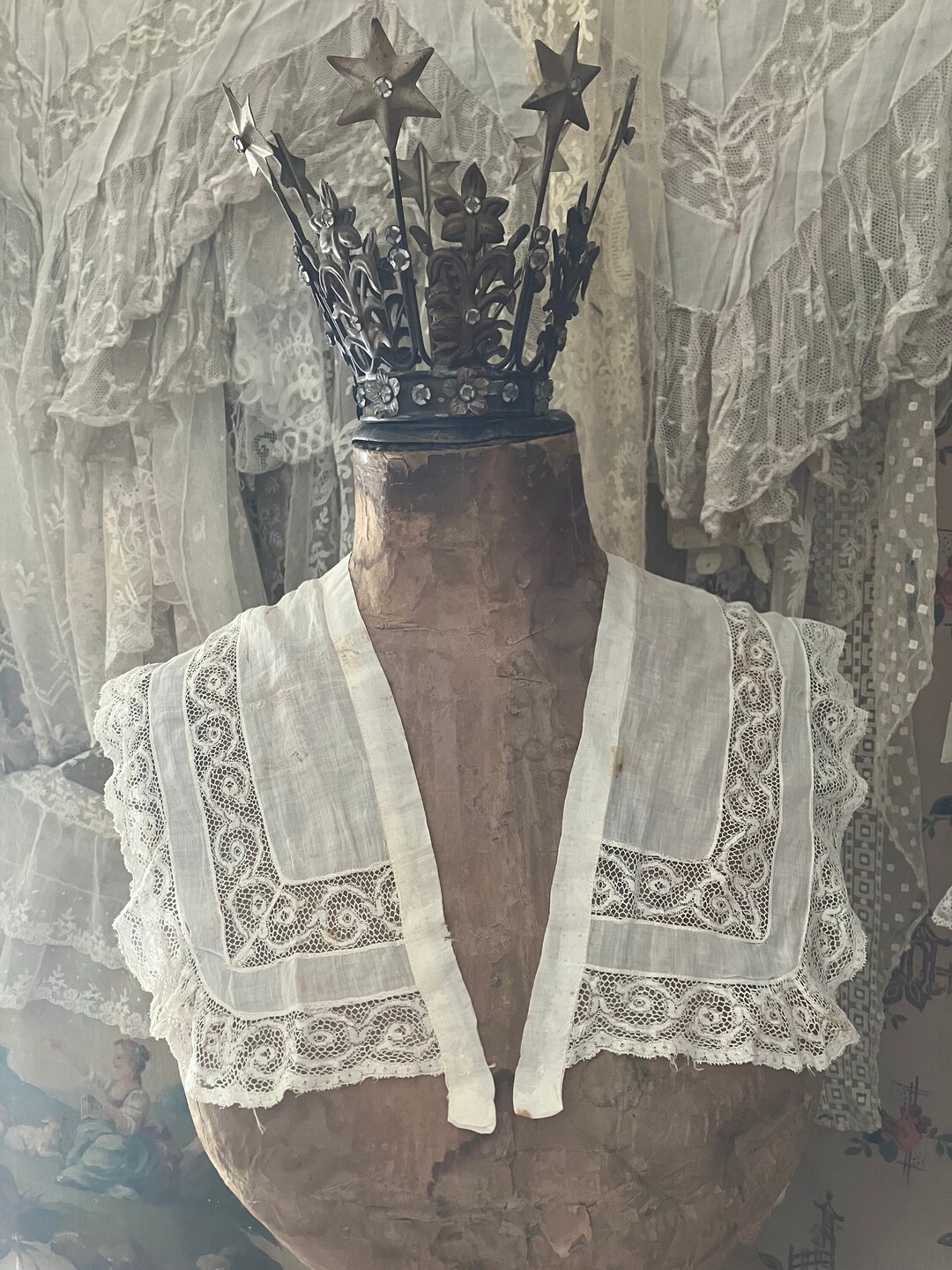 Two Antique Lace Dress Collar, Antique Victorian Lace Cuffs - Etsy