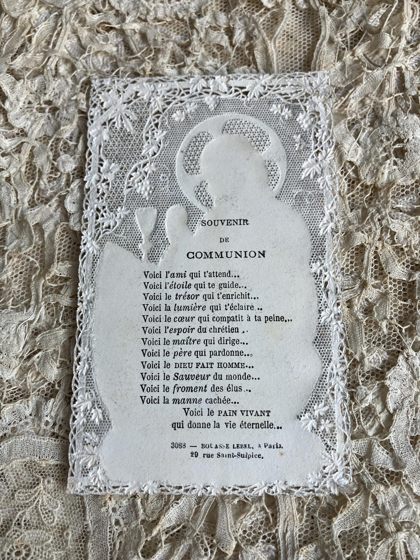 Antique French Religious Paper Communion Card With Paper Lace - Etsy