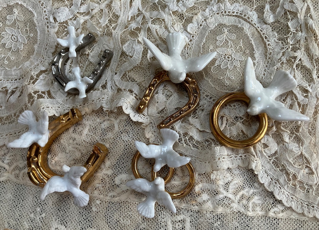 Vintage Antique German Bisque Porcelain Doves and Horseshoe Hand ...