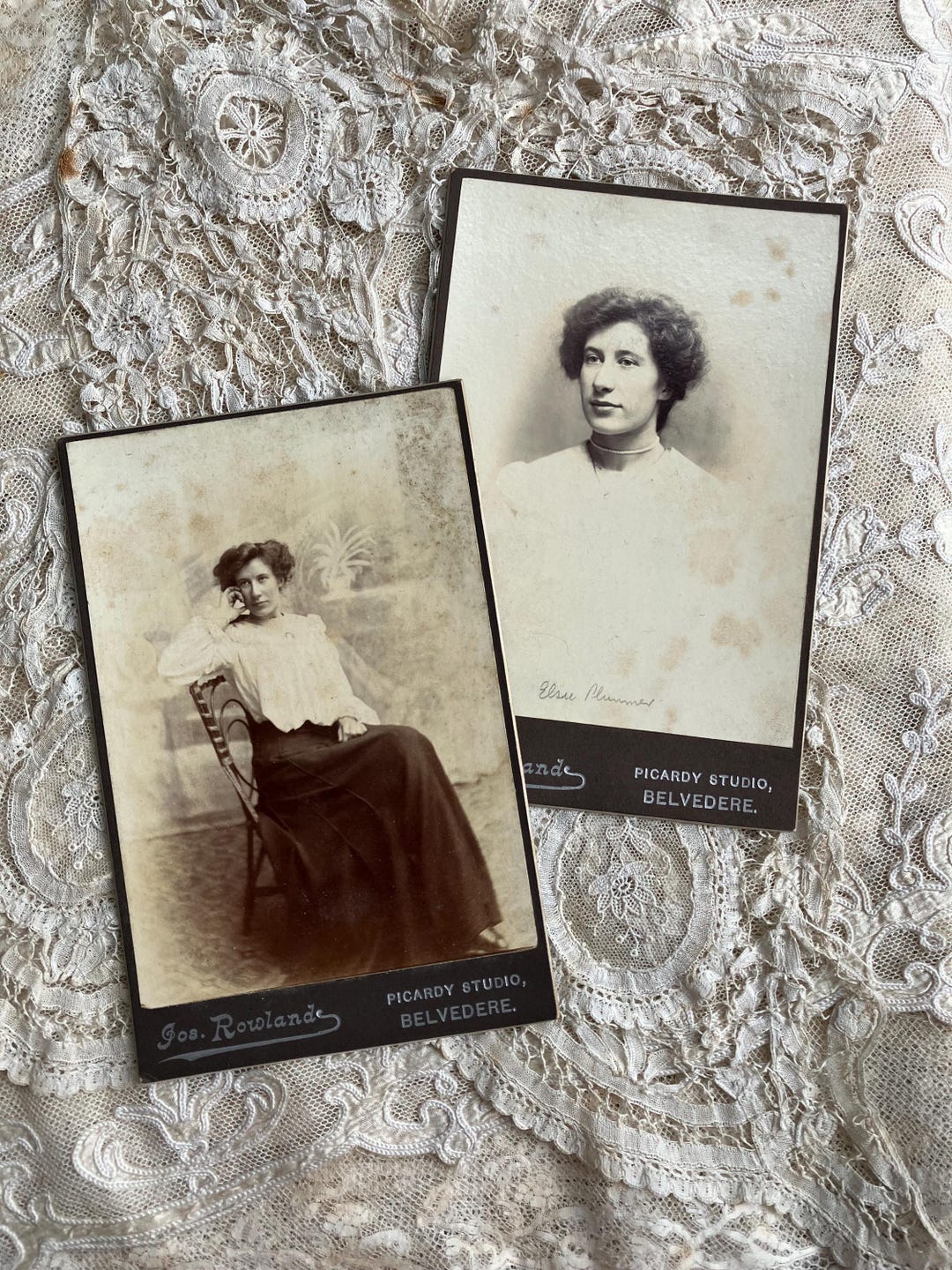 Set of Two Beautiful Victorian Portrait Photo Cabinet Cards of a Lady ...