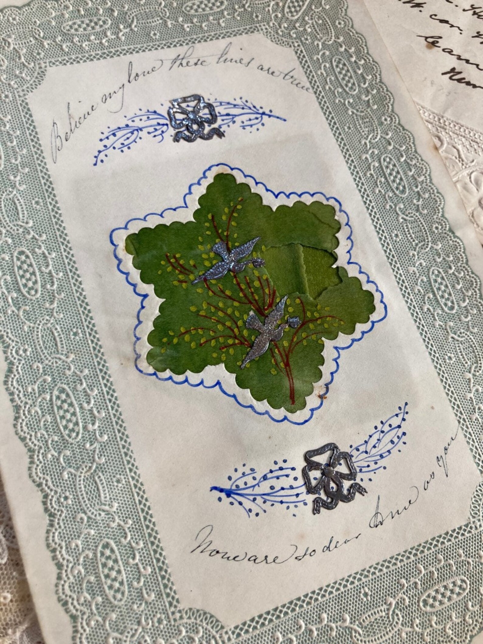 Beautiful Victorian American Paper Lace Valentine With | Etsy