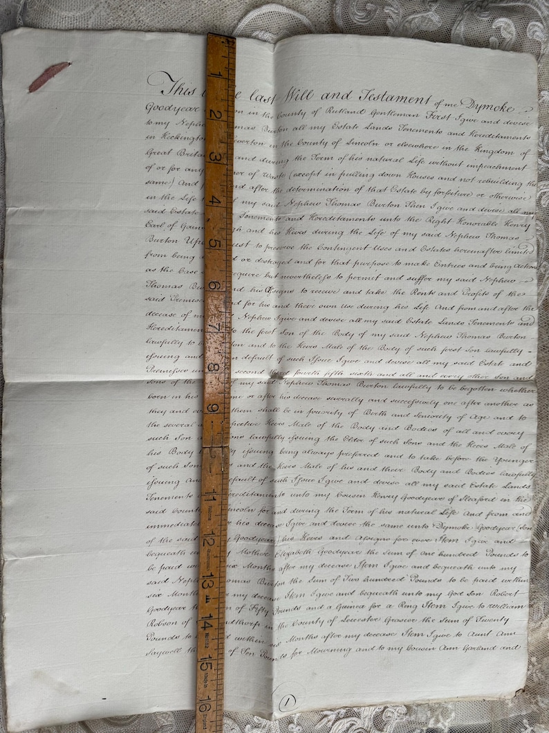 1771 Antique Goodyear Hand Written Indenture Will - Etsy