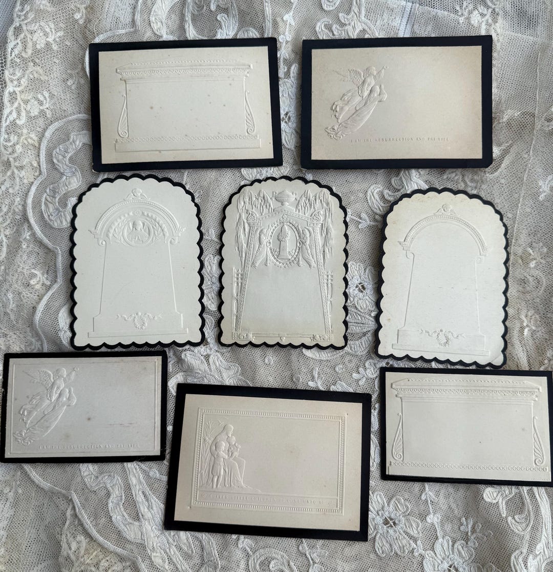 Rare Collection of 8 Memorial Cards, Embossed Mourning Cards by Marcus ...