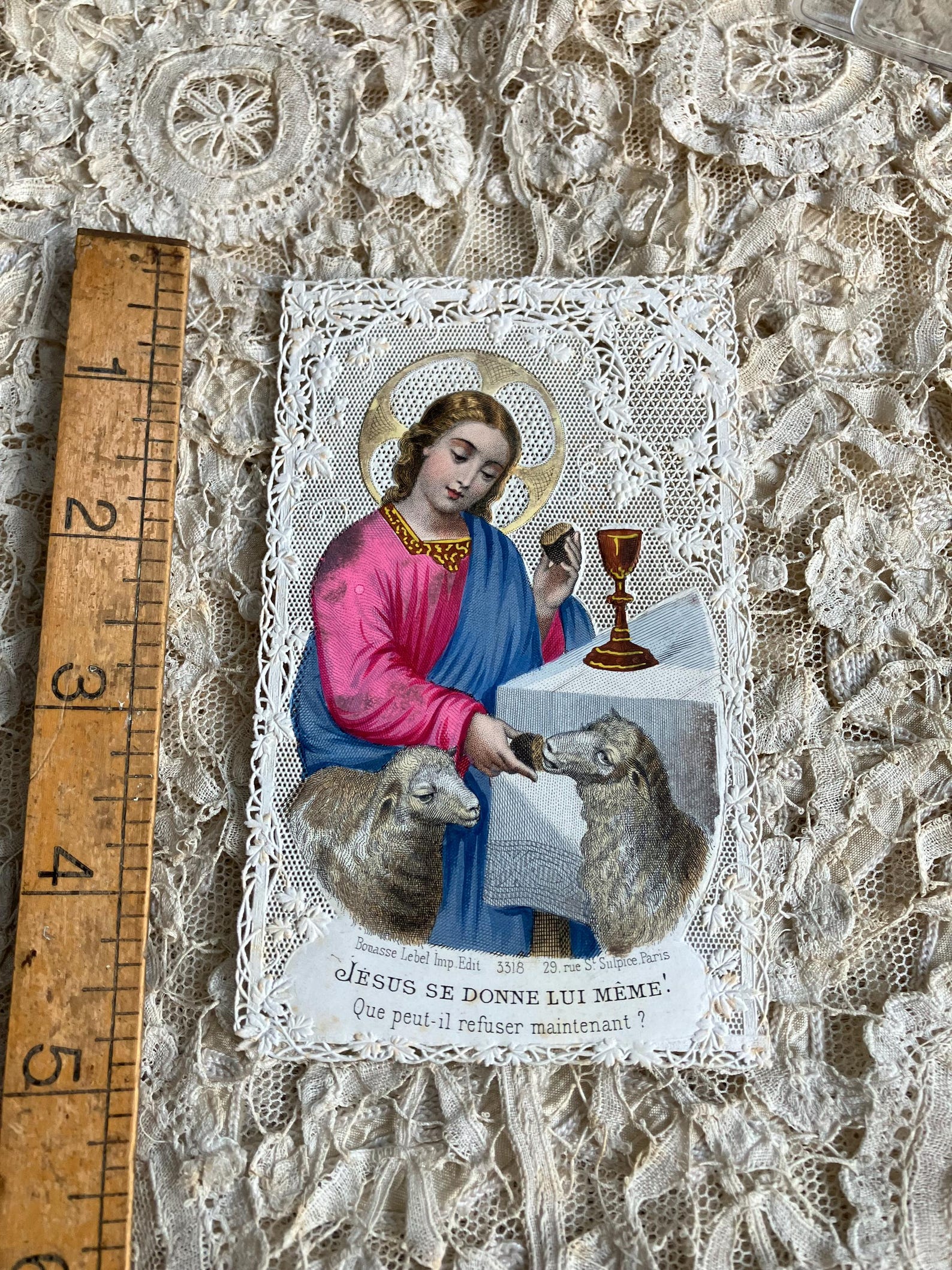 Antique French Religious Paper Communion Card With Paper Lace - Etsy