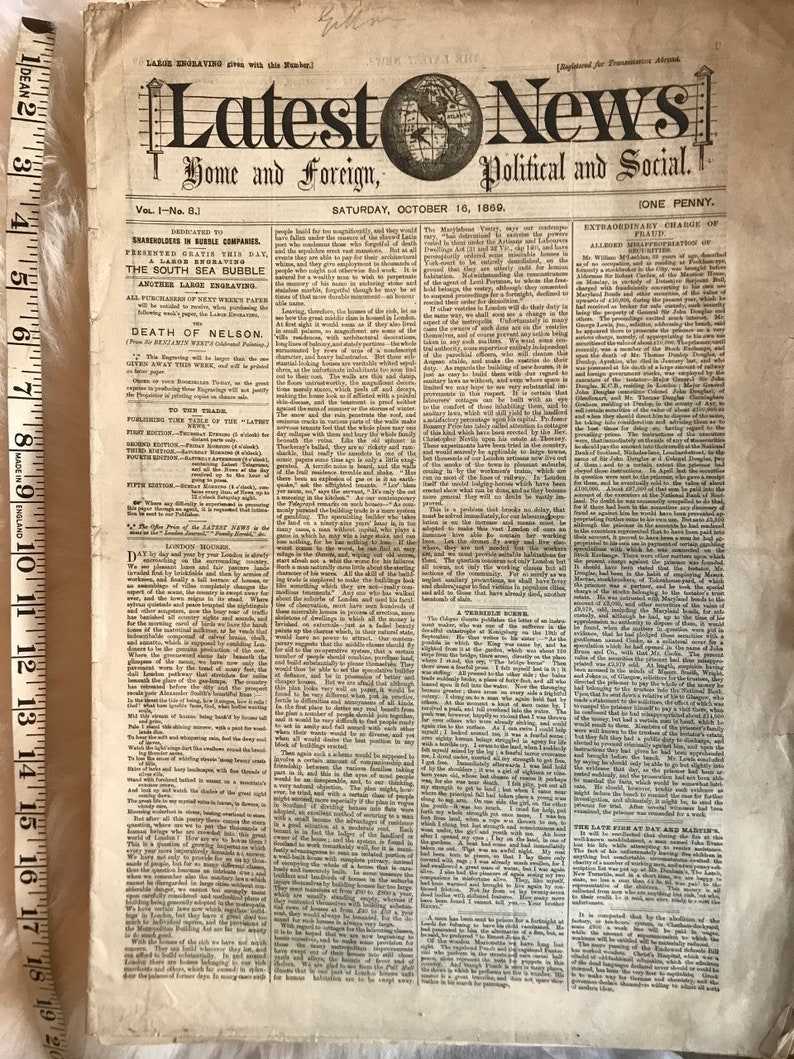 Extremely Rare Original Newspapers from 1800s | Etsy