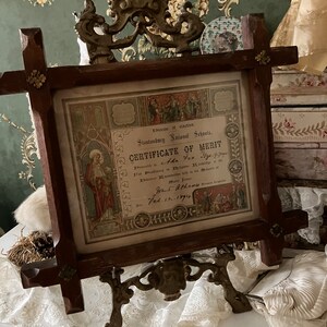 1894 Gorgeous Framed Certificate of Merit Presented to Ada Fox Aged 9 ...