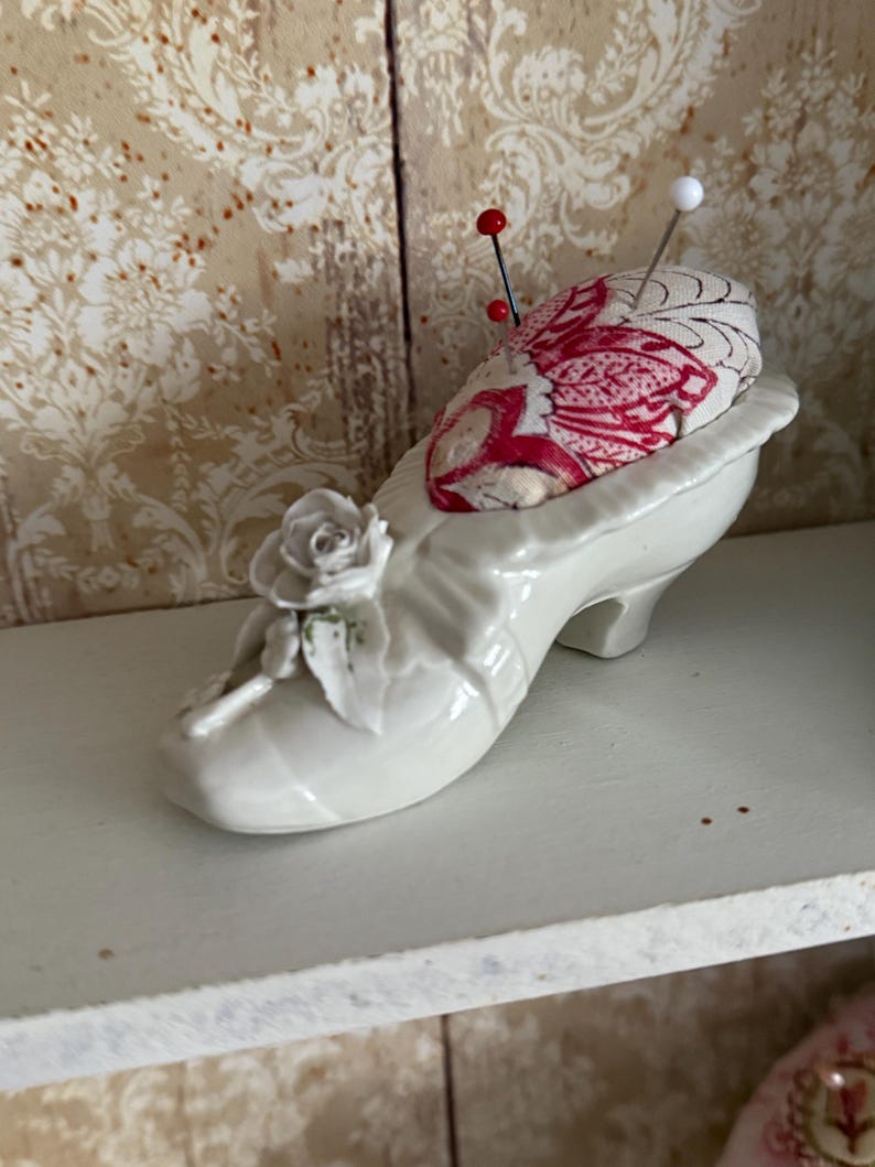 Antique Porcelain Shoe Pin Cushion, Vintage Shelf Decor - Etsy