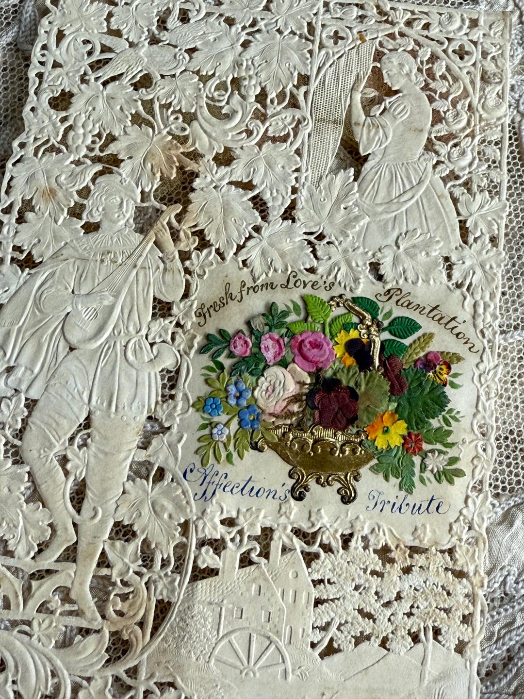 Stunning Nineteenth Century Dobbs Paper Lace Valentines Card Embossed ...