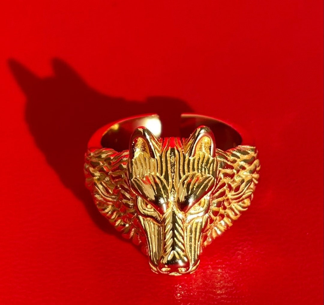 Animal Ring, Wolf Head Ring, Wolf Jewellery, Carved Wolf Head Ring ...