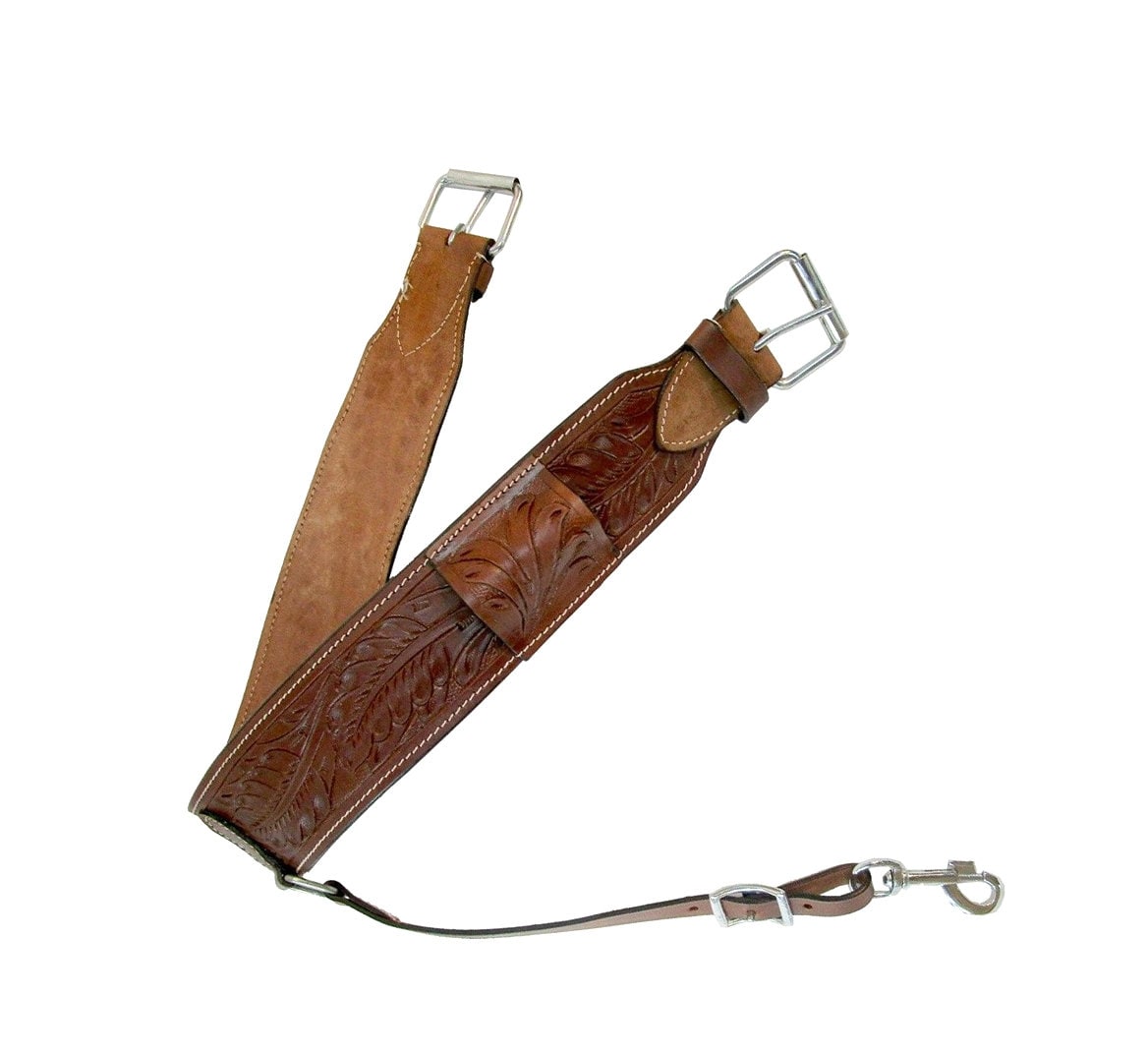 Horse Western Tooled Padded Leather Rear Flank Back Saddle Cinch ...