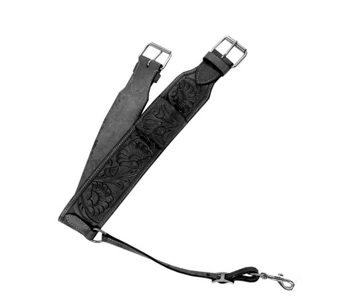 Horse Western Tooled Padded Leather Rear Flank Back Saddle Cinch ...