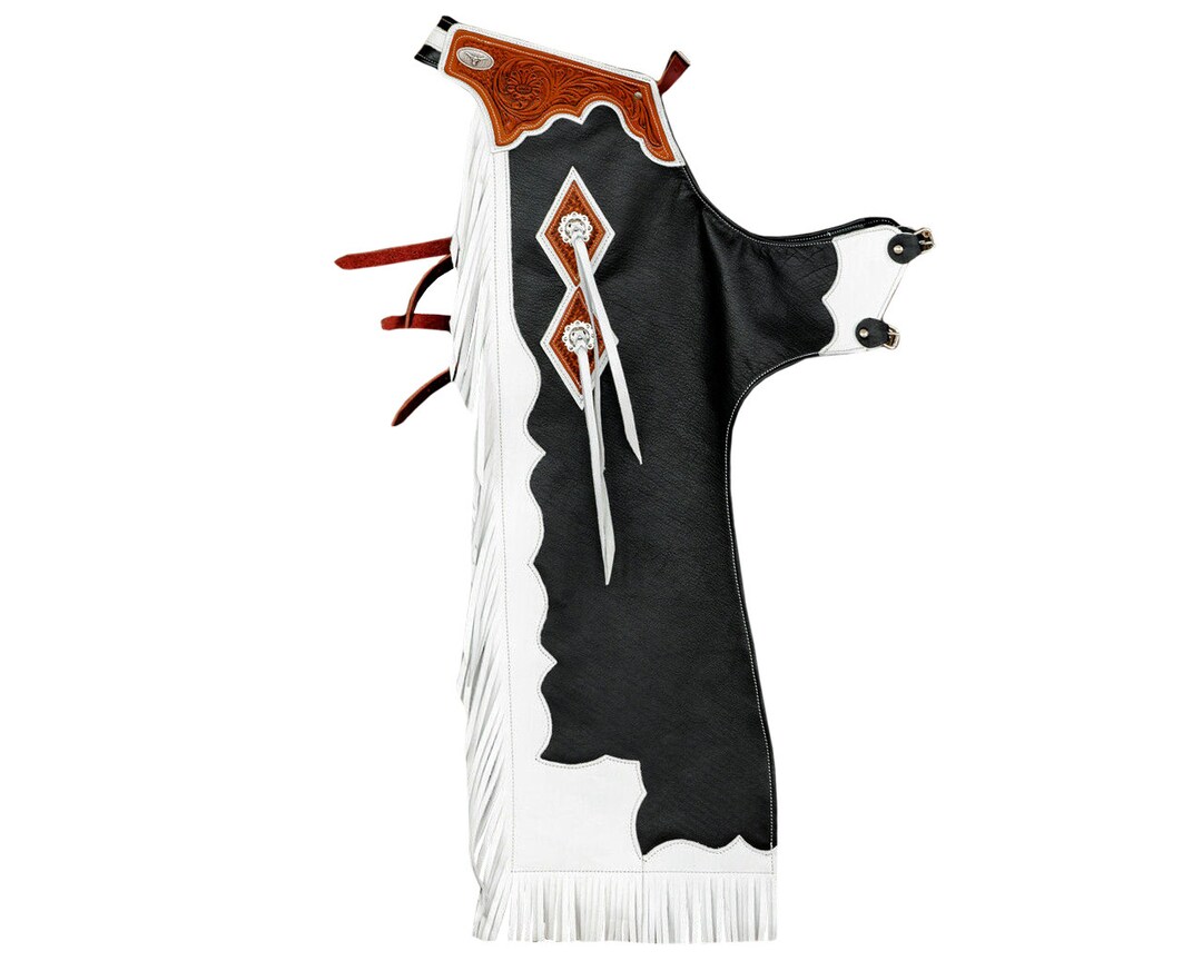 Premium Western Black Chinks for Men Women Kids Top Grain Leather Bull ...