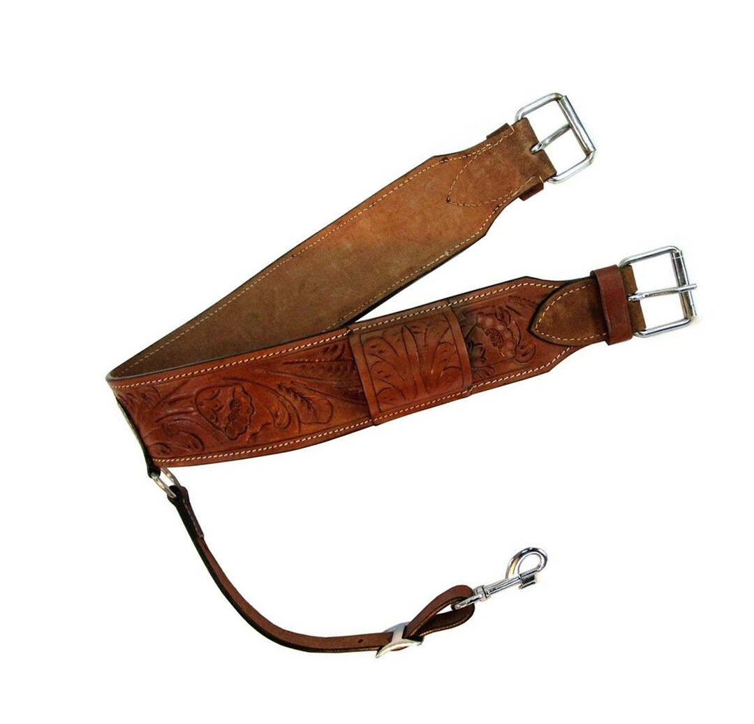Horse Western Tooled Padded Leather Rear Flank Back Saddle Cinch ...