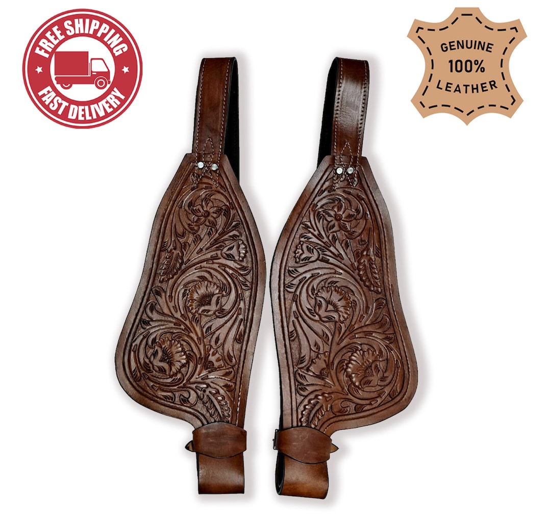 Western Horse Saddle Replacement Leather Fenders Pair Set Handmade ...