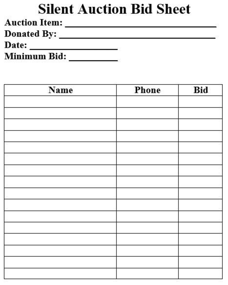 Silent Auction Bundle Template Happy Bidding - Etsy