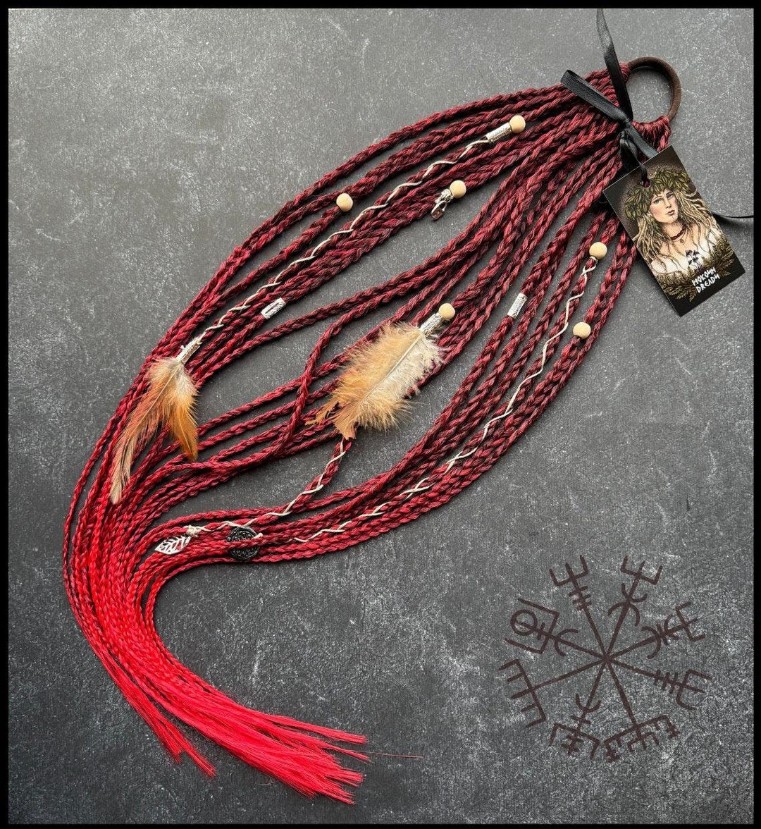 RED Braids Locks on Elastic Band Red Copper Foxy Cool Crochet ...