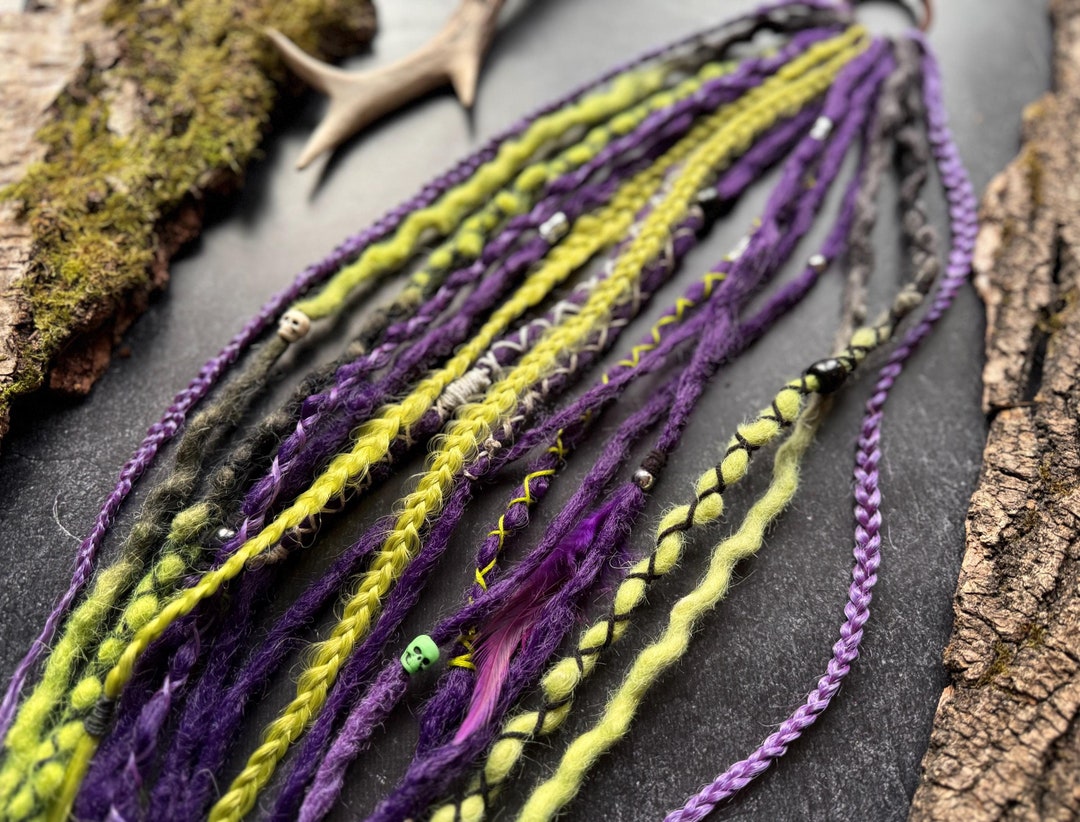 BEETLEJUICE Wool Dreads and Braids on Elastic Hairband Dreadlocks ...