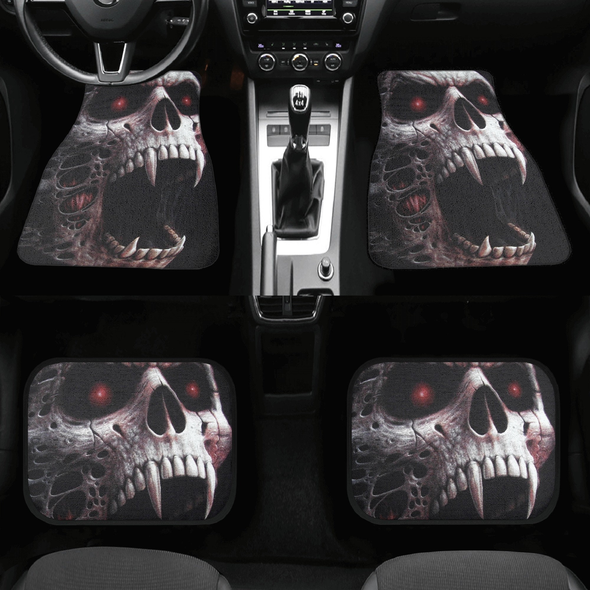 Gothic Skull Seat Cover for Car, Skull Rug for Car, Skeleton Skull Car ...
