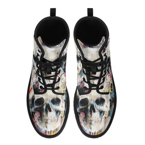 Halloween Goth Skull Boots, Gothic Grim Reaper Leather Boots, Skeleton ...