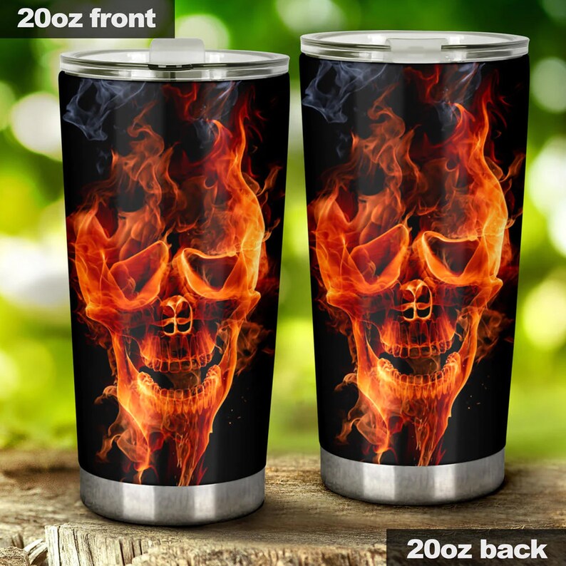 Skull in Fire Freezer Mug Punisher Skull Freezer Mug - Etsy