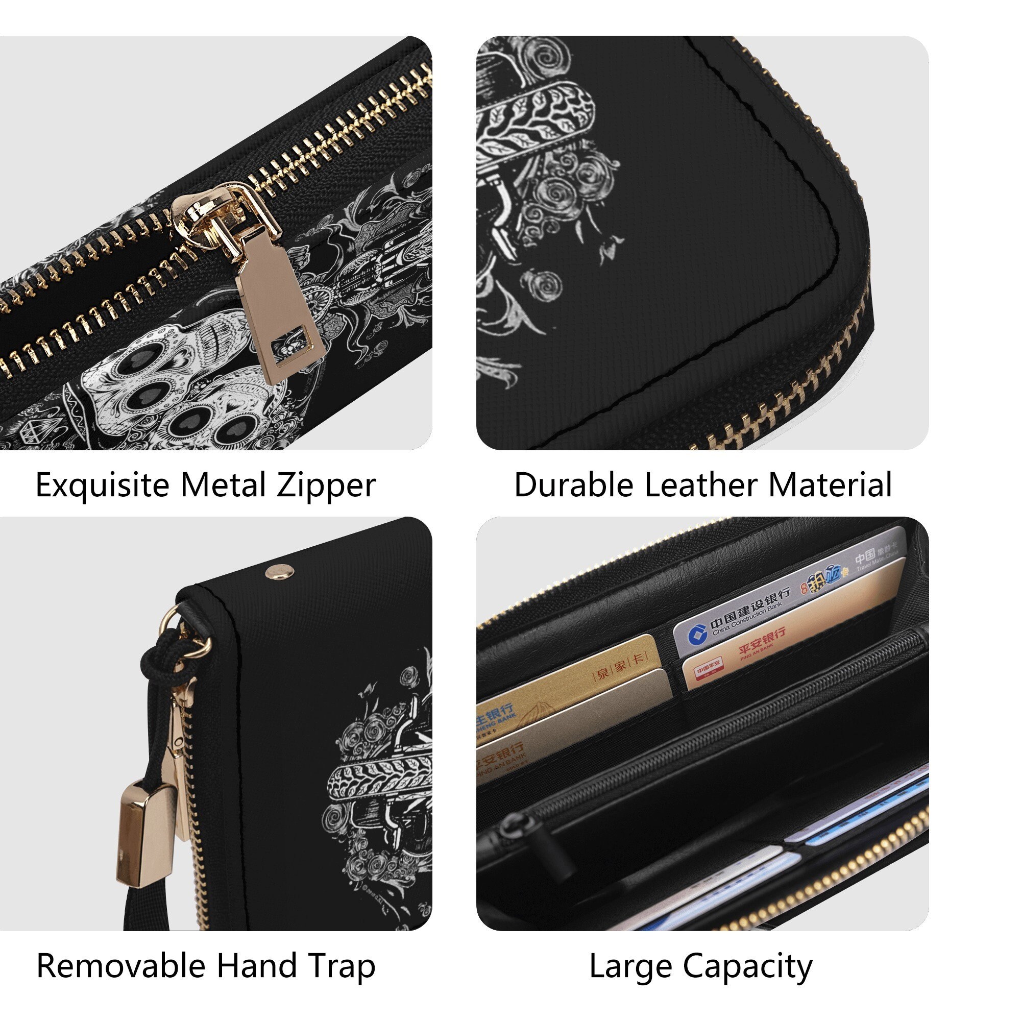 Candy Skull Handbag, Floral Skull Cosmetic Wallet, Floral Skull ...