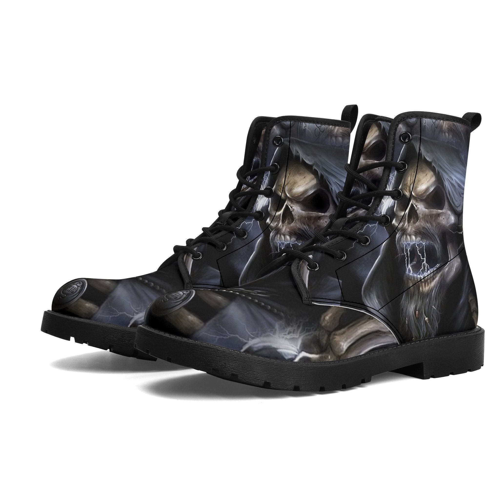 Grim Reaper Skull Boots for Men Women, Horror Punisher Skull Gothic ...