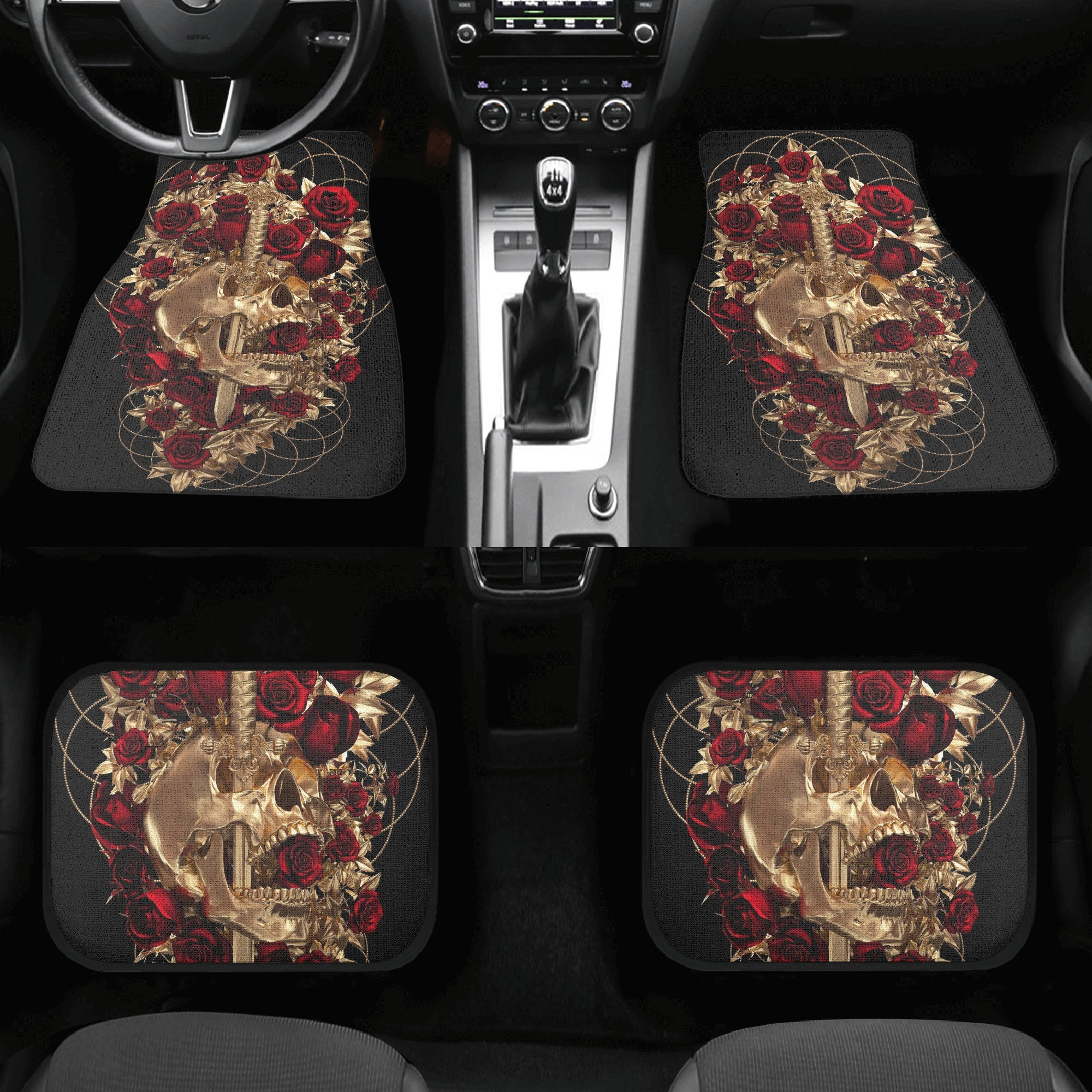 Sword Skull Seat Cover for Car, Rose Skull Rug Seat Cover for Car ...
