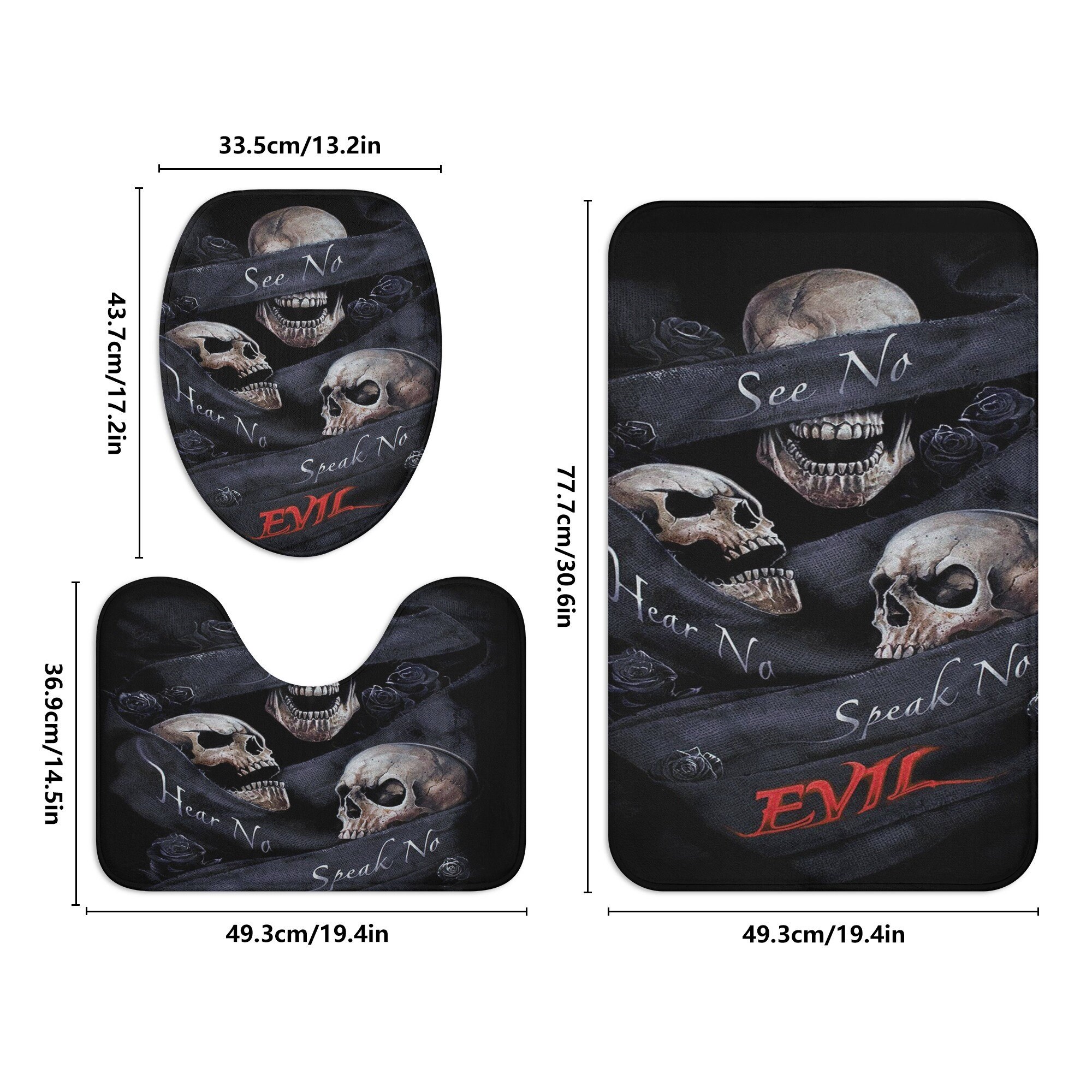 Evil Bath Rug, Halloween Rug for Bathroom Flaming Skull Bathroom Toilet ...