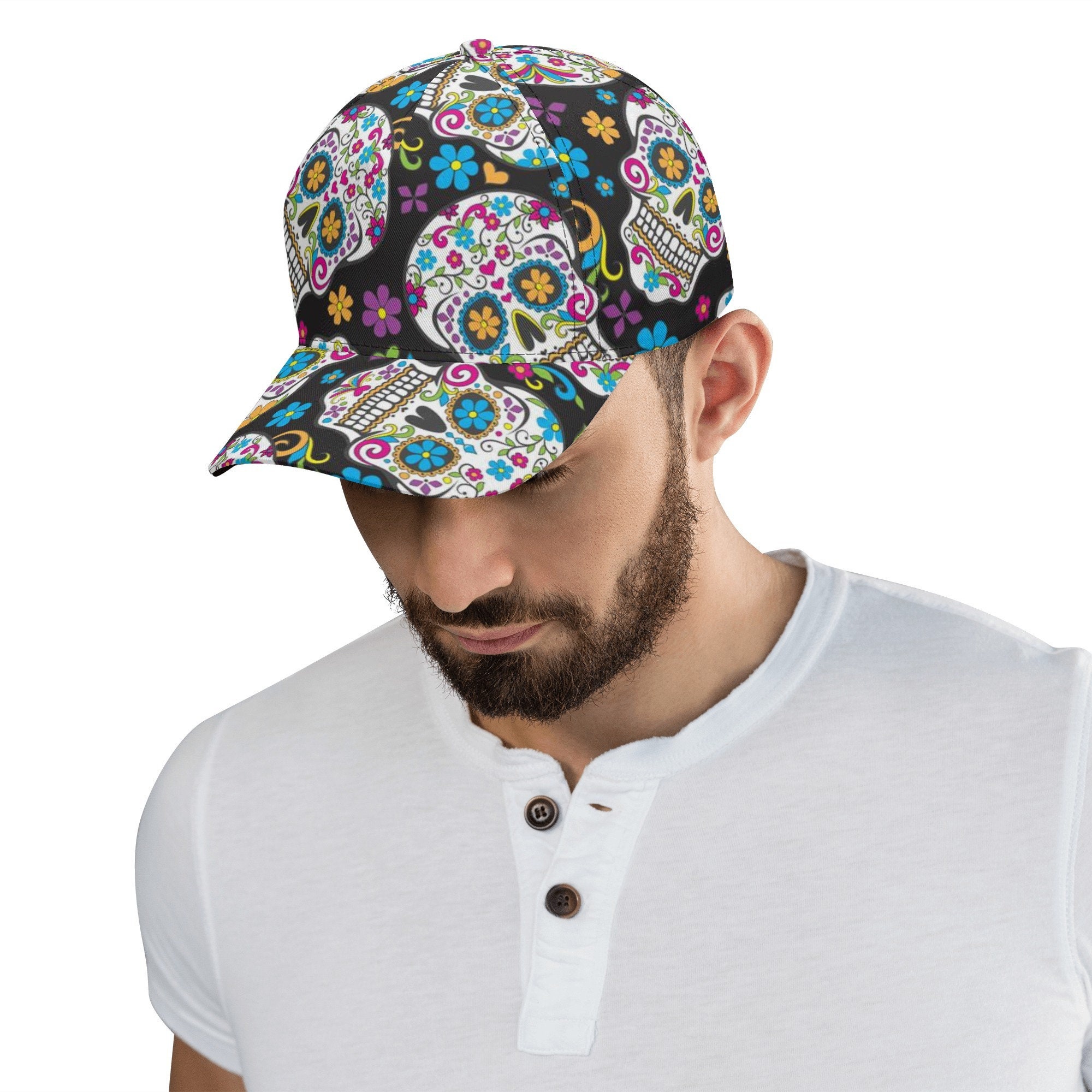 Sugar Skull Cap, Day of the Dead Hat, Candy Skull Baseball Cap, Sugar ...