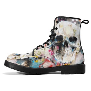 Halloween Goth Skull Boots, Gothic Grim Reaper Leather Boots, Skeleton ...