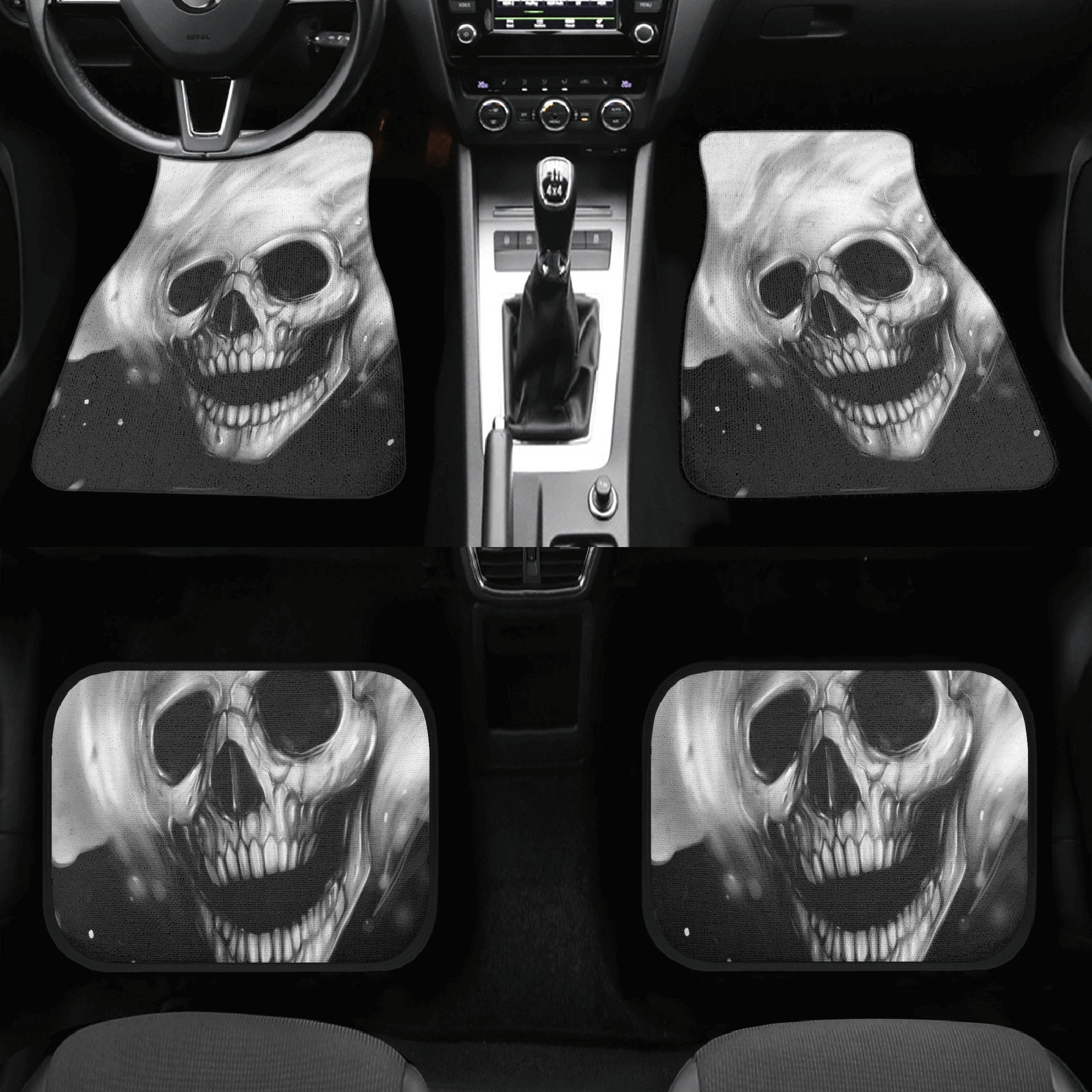 Gothic Skull Seat Cover for Car, Skull Rug for Car, Skeleton Skull Car ...