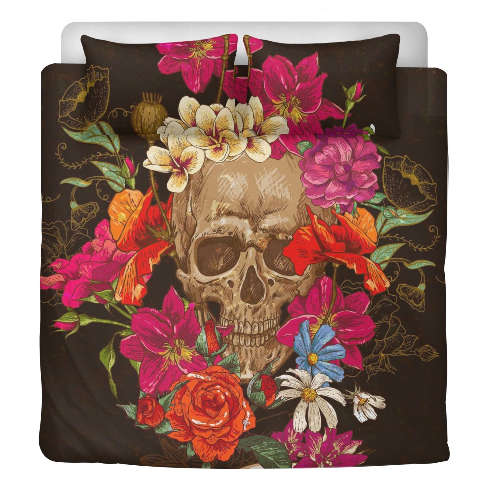 Spooky Halloween Bed Cover, Hooded Skull Bedding Set King Queen, Evil ...