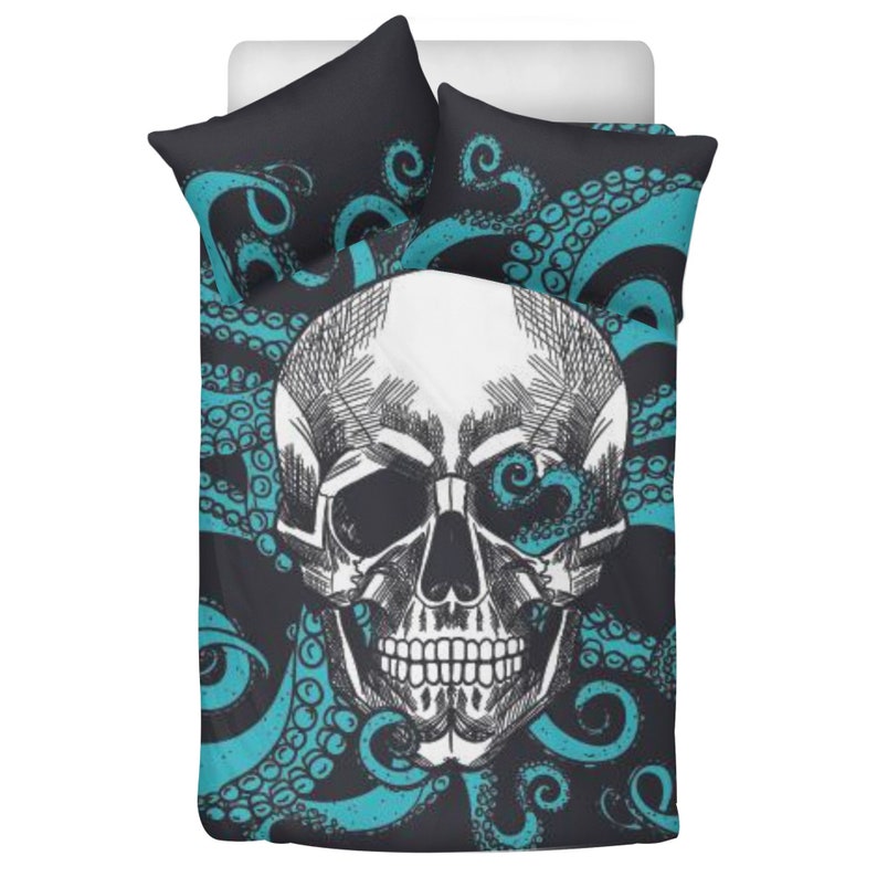 Death Skull Bedding Set, Flame Skull Bed Cover, Christmas Skull ...