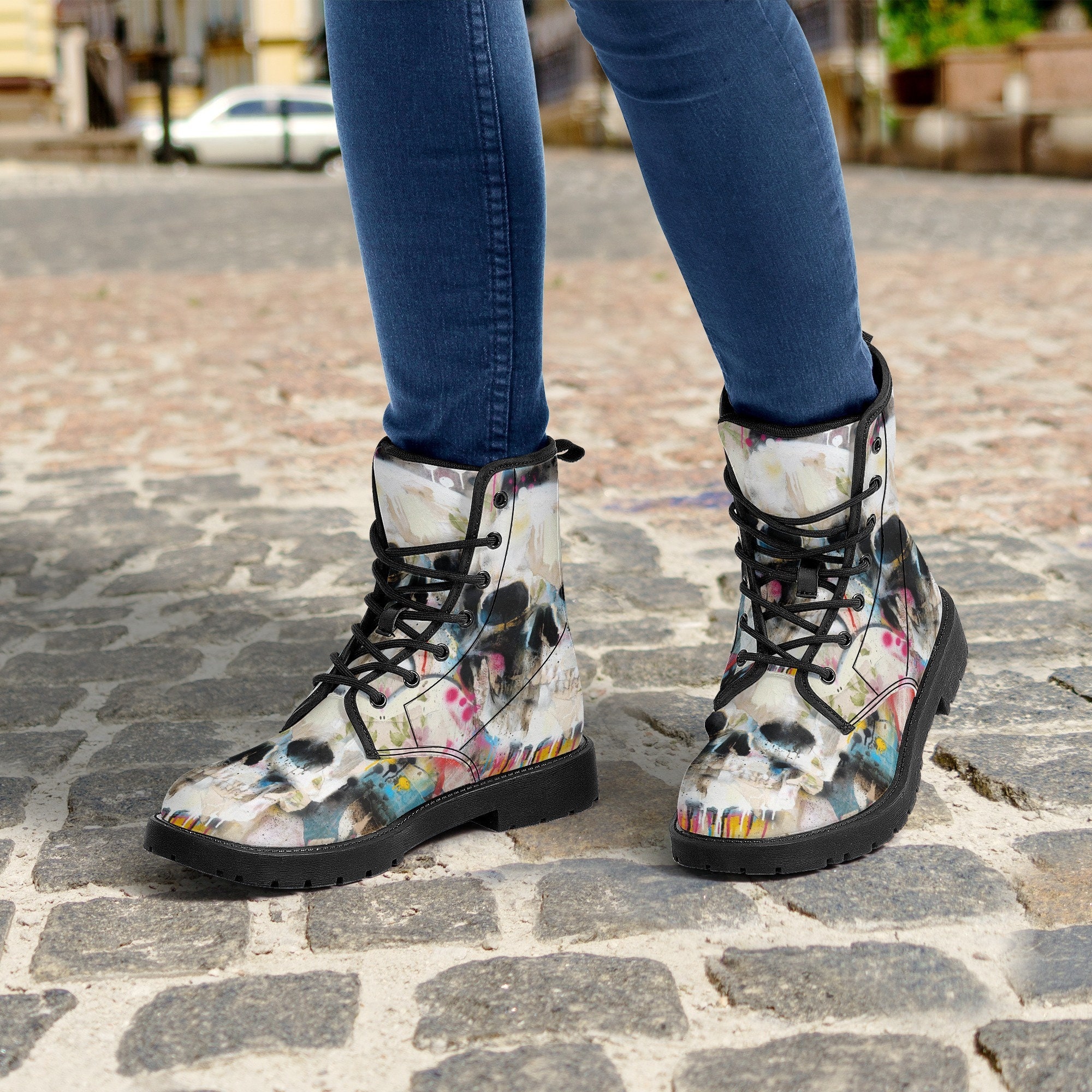 Halloween Goth Skull Boots, Gothic Grim Reaper Leather Boots, Skeleton ...