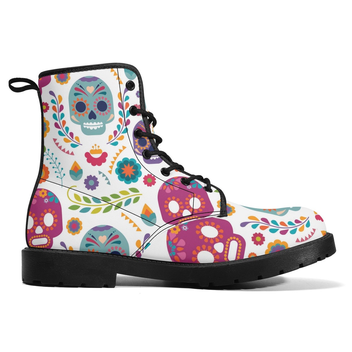 Day of the Dead Sugar Skull Leather Boots, Sugar Skull Boots for Men ...