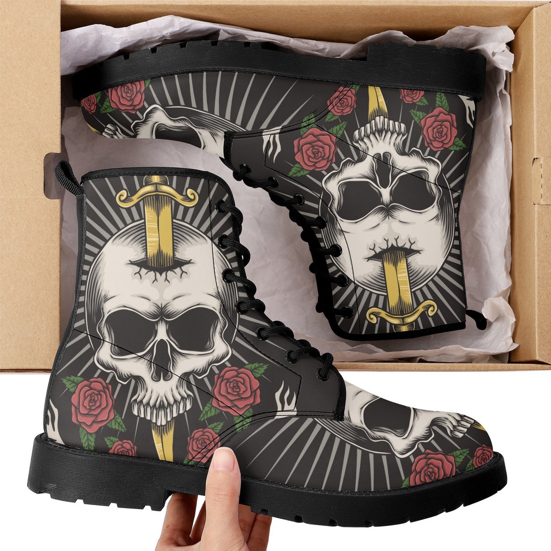 Sword Skull Grim Reaper Boots for Men Women, Halloween Skull Gothic ...